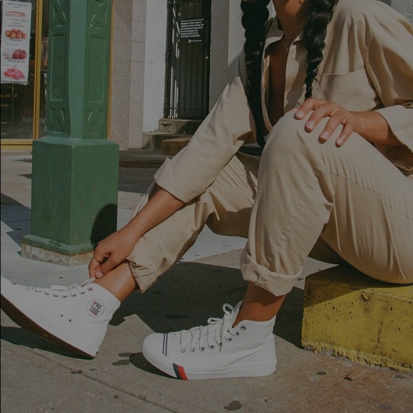 Keds | Shoes | Pro Keds Vintage White High Top Canvas Sneakers | Poshmark